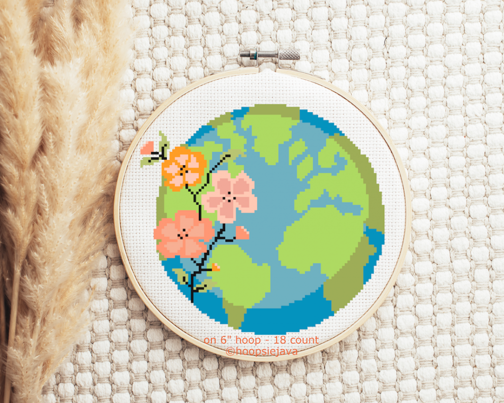 Earth Cross Stitch Pattern – Hoopsie Java